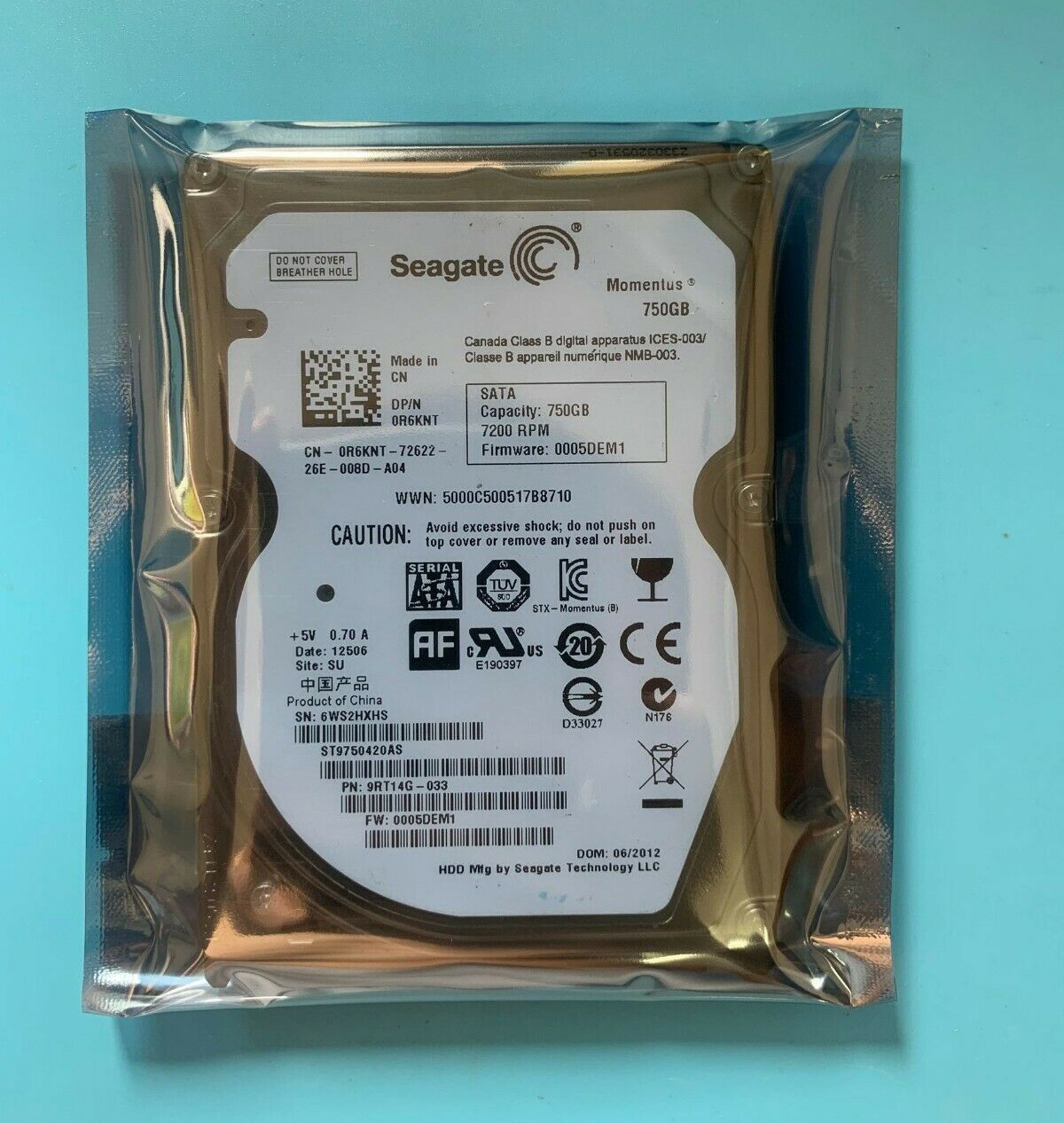 Seagate ST9750420AS 7200RPM random 750GB 2.5" SATA II HDD Laptop Hard Drive
