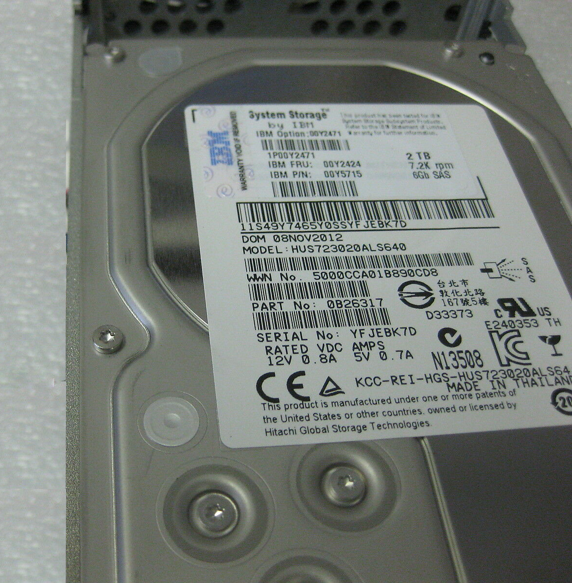 IBM V3700 00Y2424 2TB 7.2K 3.5" NL HDD Hard Disk Drive 00Y2471